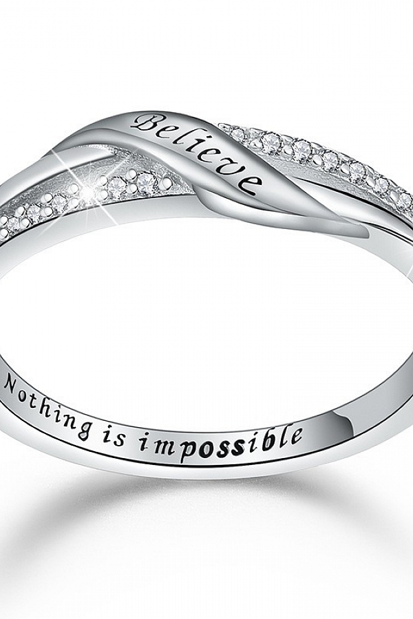 Sterling Silver “Nothing Is Impossible” Ring PWB361 - Ring - PromiseIn
