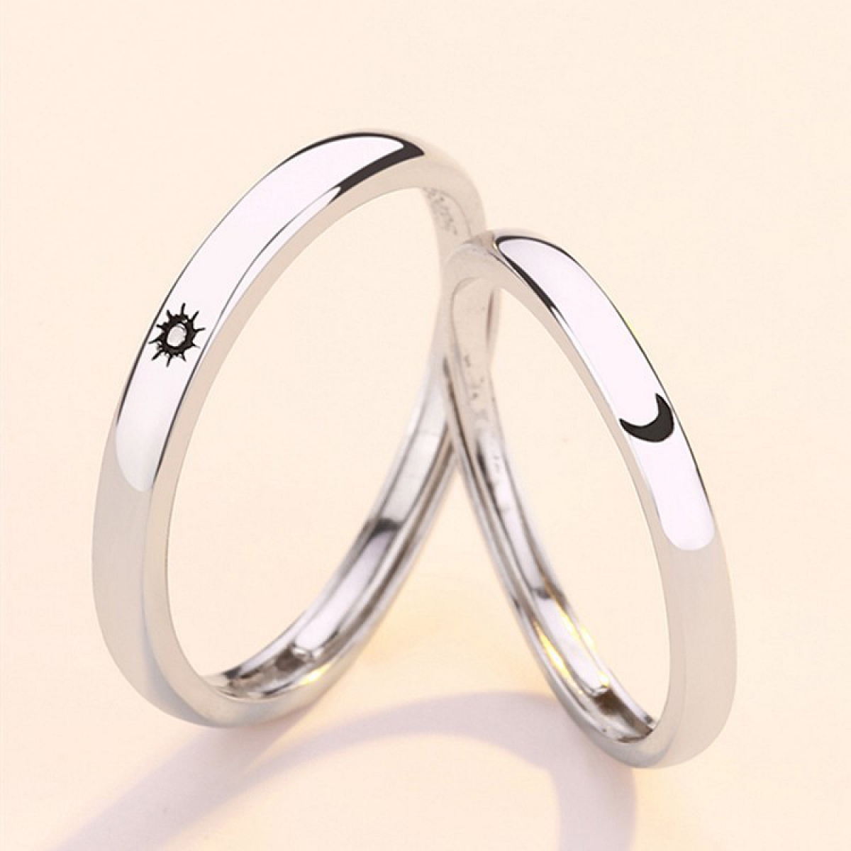 Romantic Moon and Star Couple Ring PWB286 - Ring - PromiseIn