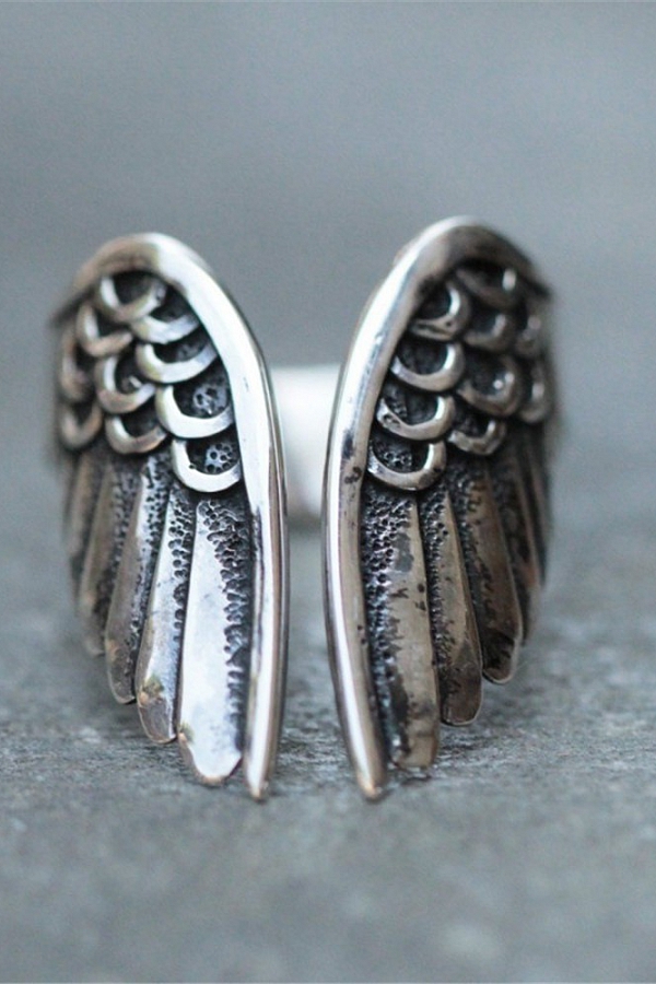 Classic Angel Wing Silver Ring PWB237 - Ring - PromiseIn