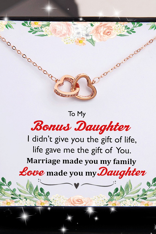 To My Bonus Daughter Double Heart Necklace PWB370 - Necklace - PromiseIn