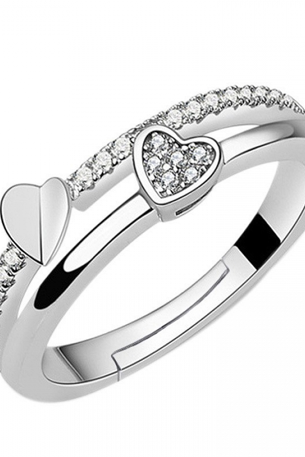 Romantic Two-heart Silver Ring PWB503 - Ring - PromiseIn