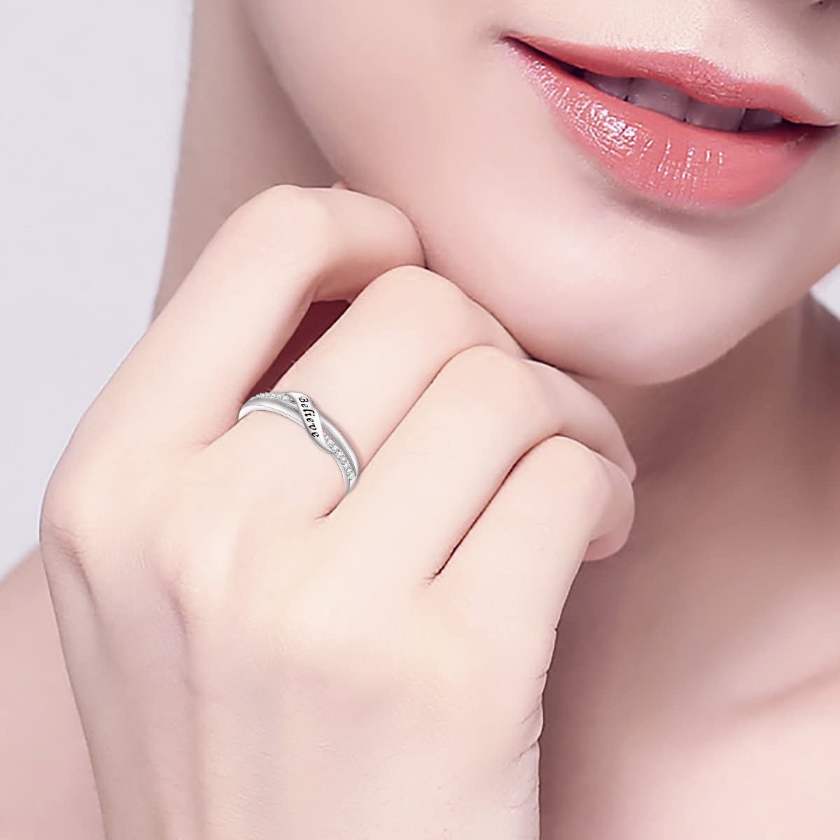 Sterling Silver “Nothing Is Impossible” Ring PWB361 - Ring - PromiseIn