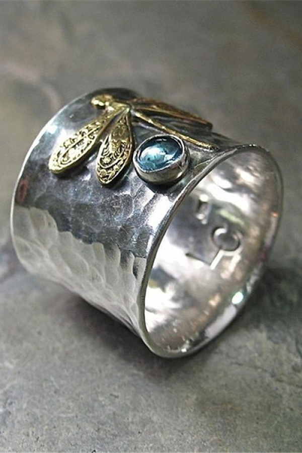 Retro Engraved Dragonfly Ring PWB246 - Ring - PromiseIn