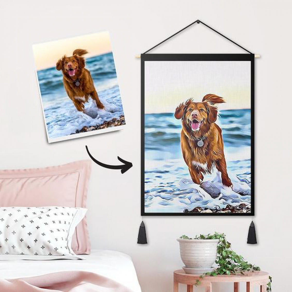 Personalized Art Painting Custom Photo Tapestry - Wall Decor Hanging ...