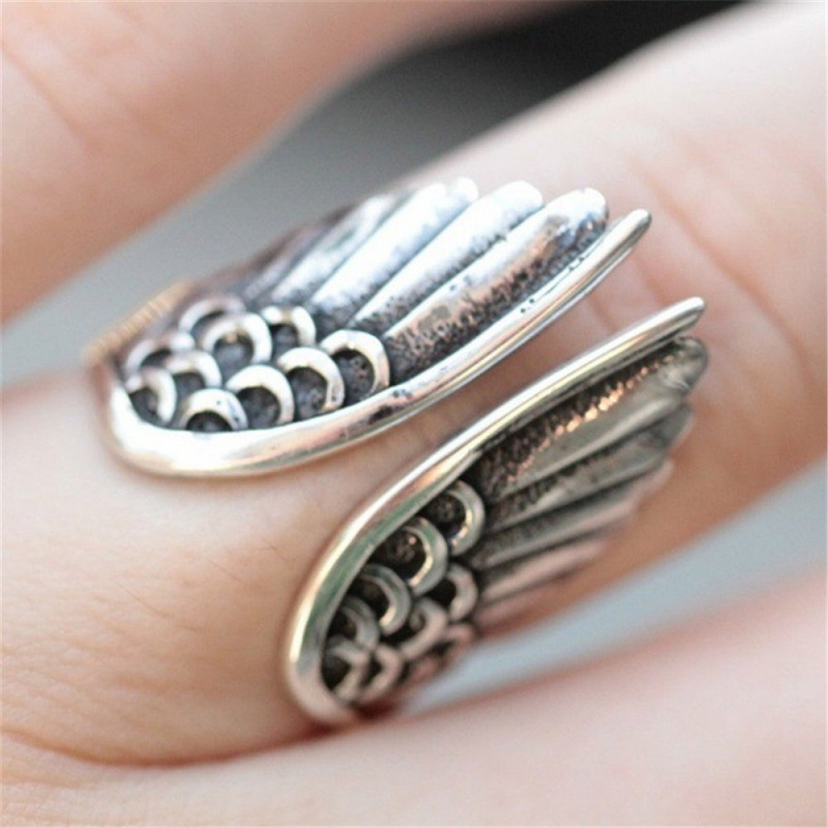 Classic Angel Wing Silver Ring PWB237 - Ring - PromiseIn