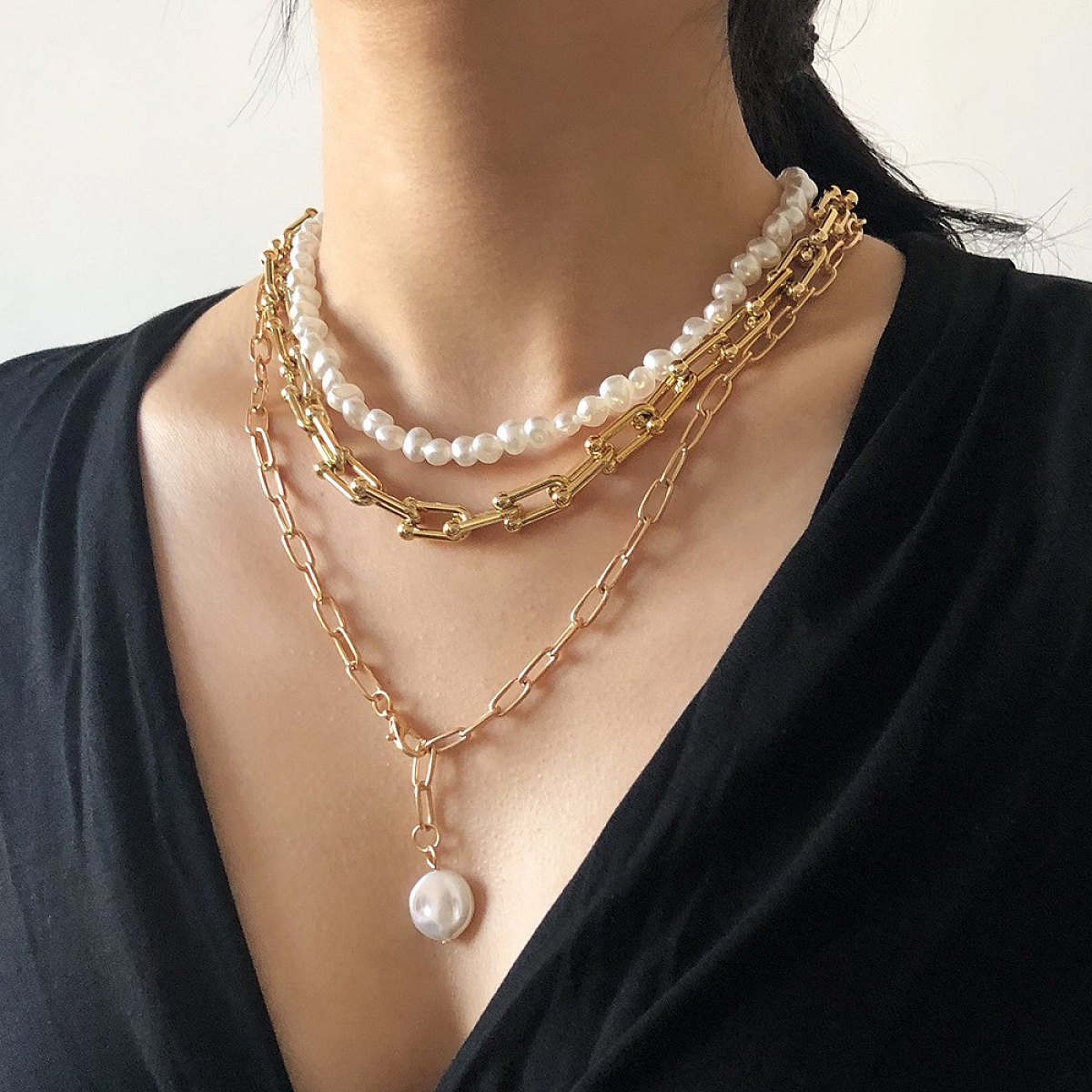 Simple multi-layer irregular necklace PWB213 - Necklace - PromiseIn